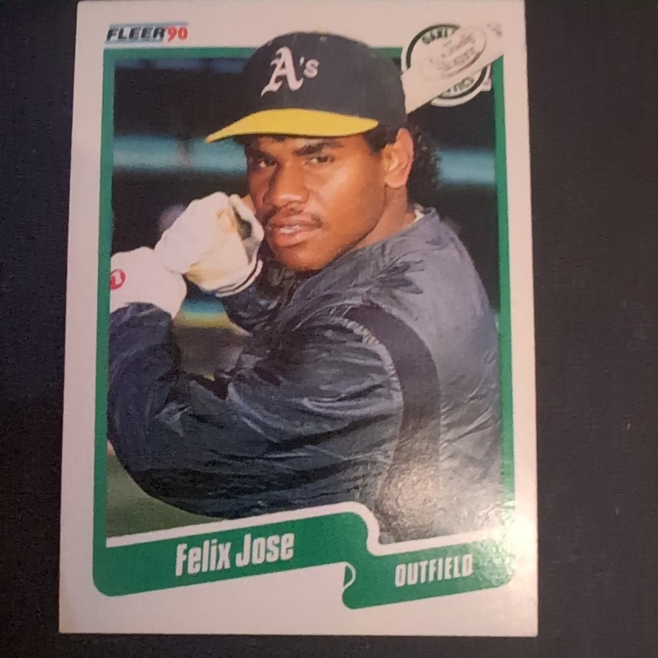 1990 Fleer Tiffany Baseball "ERROR"Card Felix Jose Oakland #13 Error ...