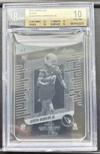 🔥2024 Panini Absolute Glass MARVIN HARRISON JR. RC 🔥 BGS 10 🔥 Cardinals ...