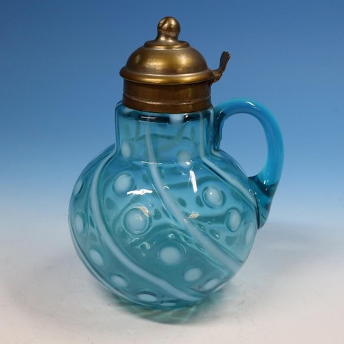 Light Blue Opalescent Coin Dot Glass - Syrup Pitcher with Pewter Lid ...