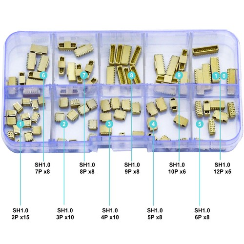 JTSINERU JST-SH 1.0 SMT Header 1mm JST Connector Kit, JST-SH 2/3/4/5/6 ...