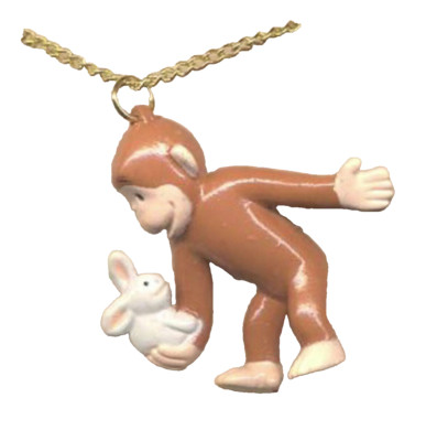 Funky CURIOUS GEORGE NECKLACE Mini Toy Figure Ape Monkey Charm Costume ...