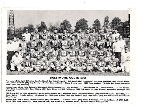 ORIGINAL VINTAGE 1964 BALTIMORE COLTS 7.5x10 TEAM PHOTO UNITAS | eBay