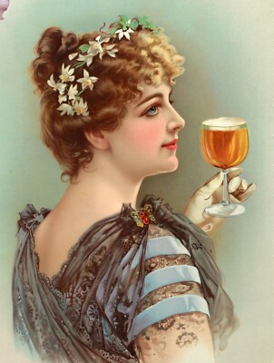Vintage Beer Advertisement Woman 1889 Poster retro art wall print deco ...