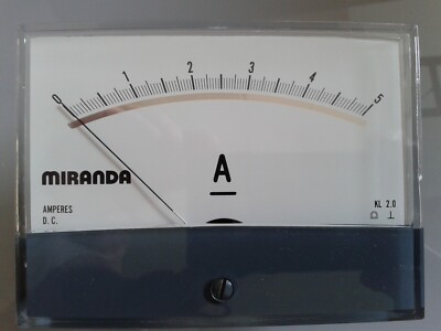 Riesiges EINBAU-INSTRUMENT 5 Ampere 80x108mm MIRANDA vintage nagelneu ...
