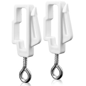 2x CURTAIN STOP END HOOKS Whiteline Stoppers Glider Track Rail White ...