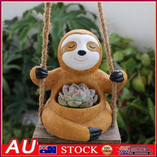 Swing Animal Planter Resin Sloth Flower Planter for Indoor Outdoor ...