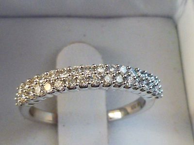 NEW 1/2ct Diamond Anniversary Double Row Pave Ring Band 14K White Gold ...