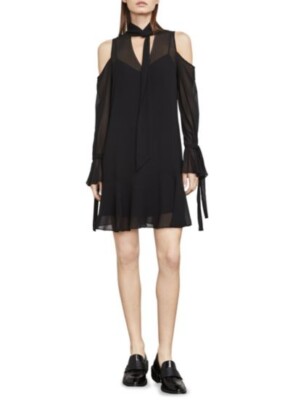 NWTBcbg max Azria Women’s Arieta Cold-Shoulder A-line Dress SZ XS BLACK ...