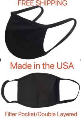 2 Face Mask - Filter Pocket Double Layer - Washable - Reusable - Made ...