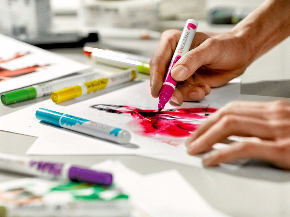 Set of 5 Royal Talens Ecoline Liquid Watercolour Drawing Brush Pens ...