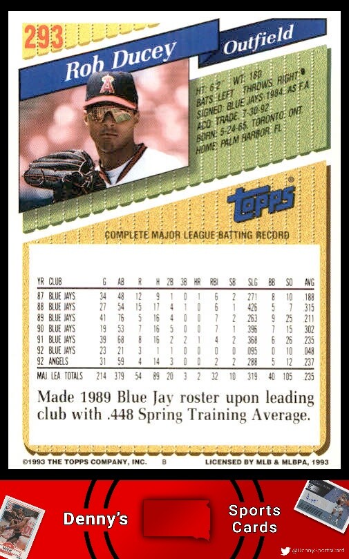 1993 Topps #293 Rob Ducey California Angels Baseball Card | eBay