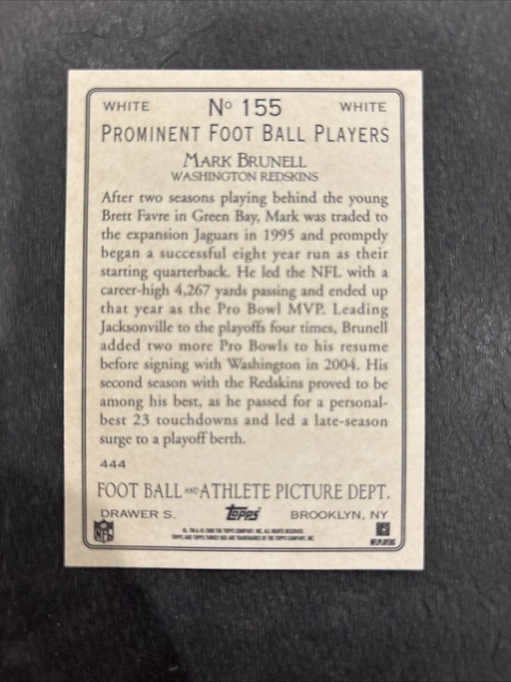2006 Topps Turkey Red White Mark Brunell #155 Washington Redskins SP | eBay