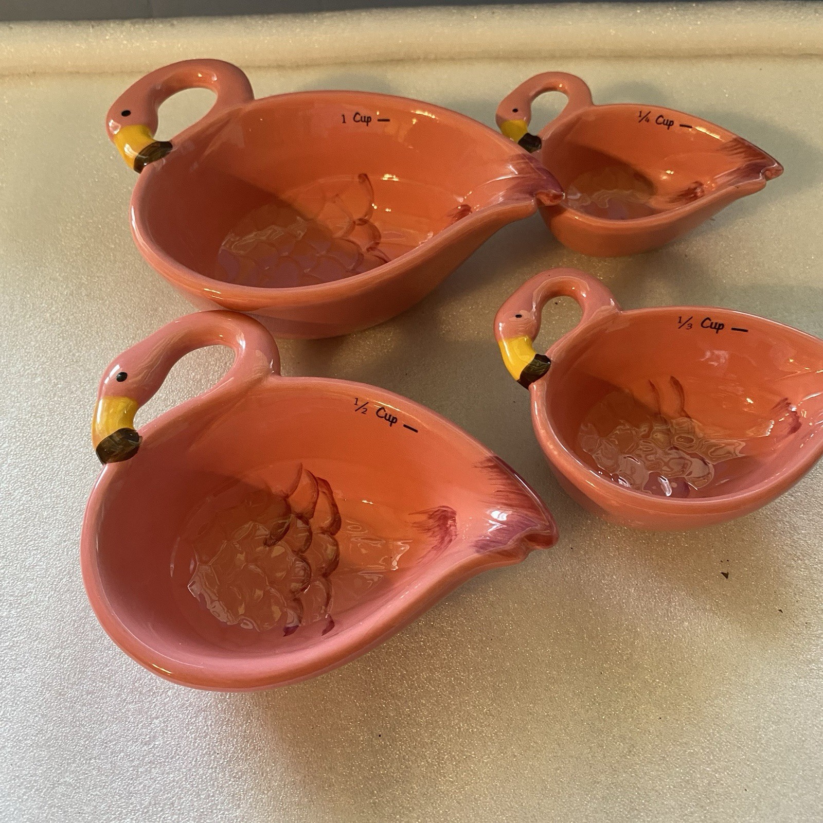 Pink Flamingo Measuring Cups Set of 4 Nesting (1 - 1/2 - 1/3 - 1/4 Cup ...