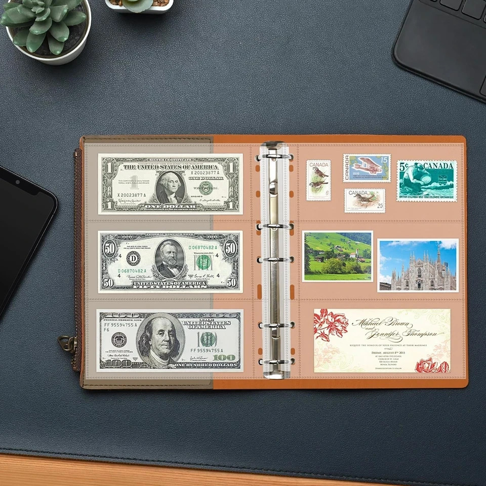 35 Money Binder Refill Sheets 3-Pocket Dollar Bill Sleeves for ...