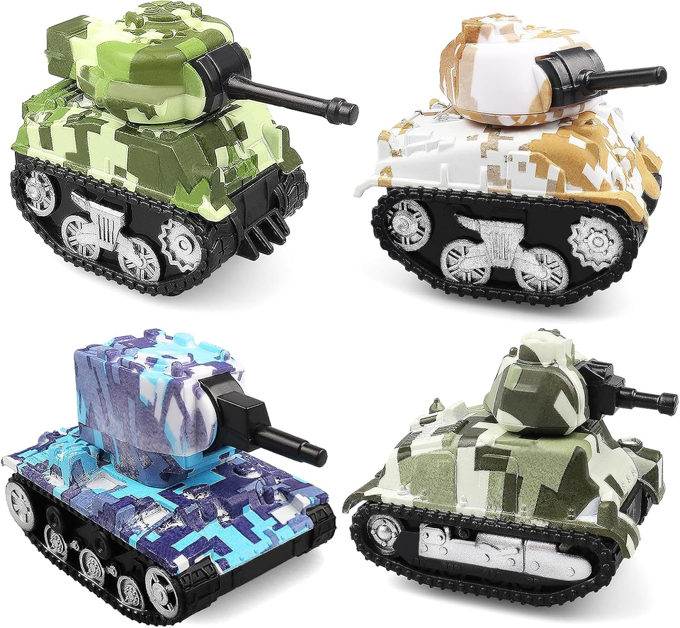 4PCS Mini Pull Back Toy Tanks, Tank Models Play Vehicles for Kids ...