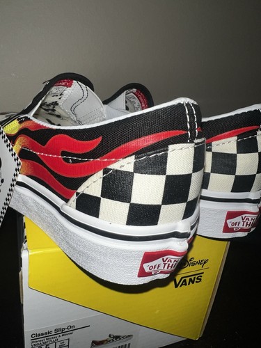 Vans Slip On Shoes Disney Mickey Minnie Mouse Checkerboard Flames Parks ...