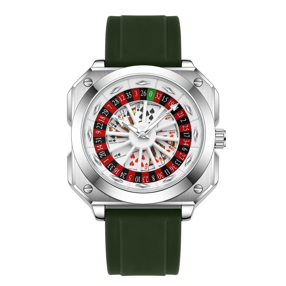 Roulette Wheel Men‘s Watches Gambling Rotating Dial Poker Silicone ...