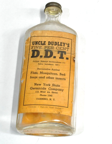 UNCLE DUDLEY'S DDT /Dichloro Diphenyl Trichloroethane Chemical Bottle ...