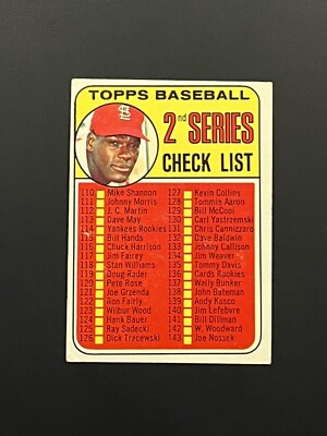 1969 Topps Checklist Check List #107 EX 2nd Series Bob Gibson HOF ...