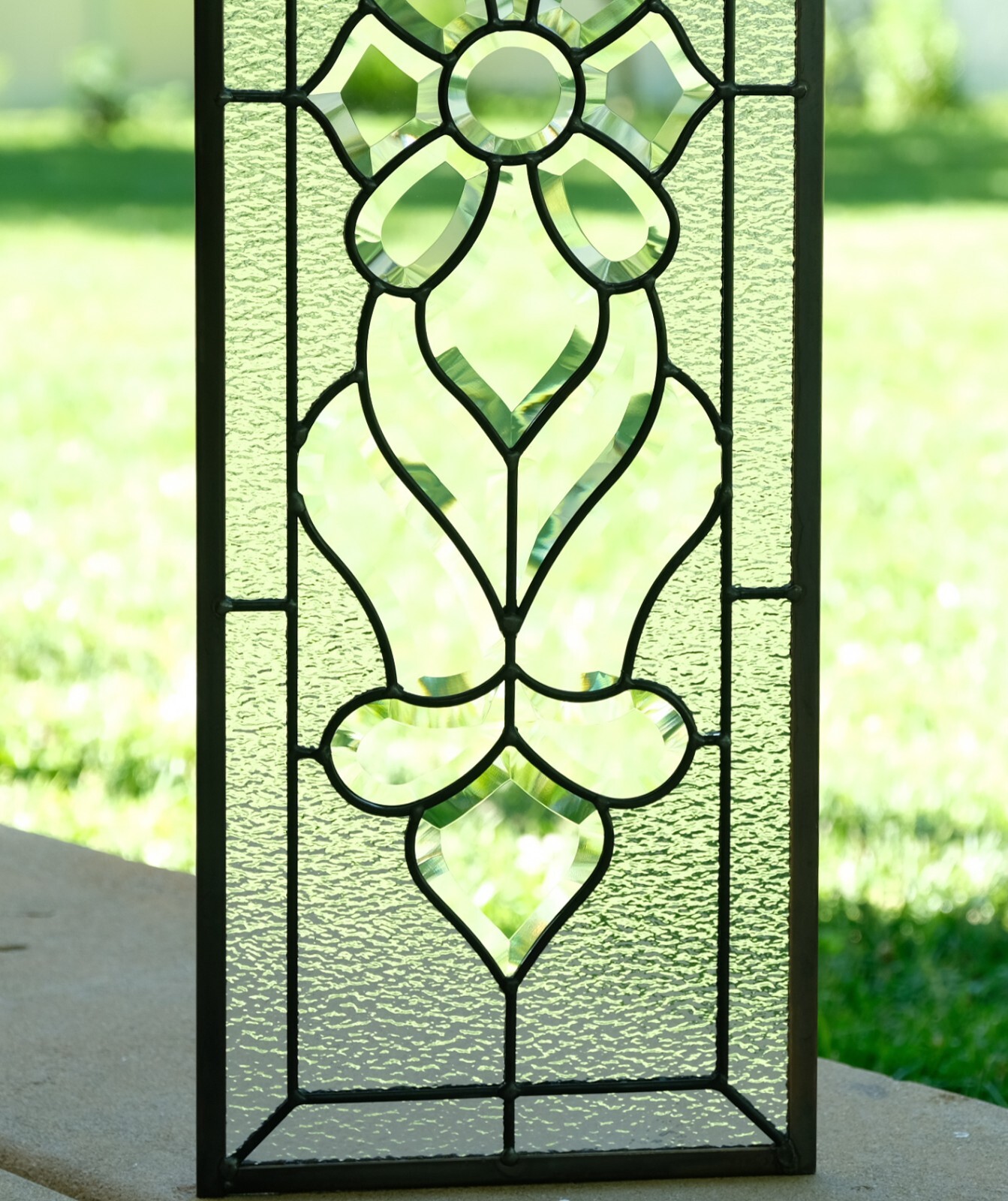 10" x 36" Handcrafted stained glass panel Clear Beveled window panel | eBay