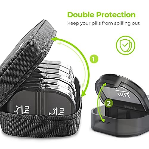 Canvas Bag Weekly Pill Organizer 2 Times a Day, Large Zipper AM/PM Pill ...