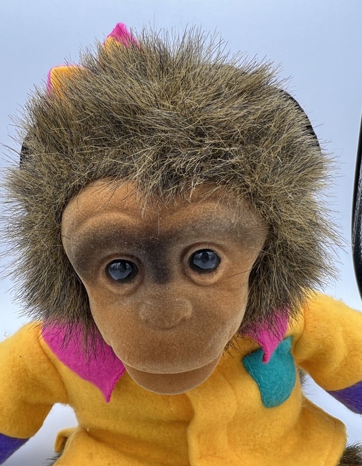 '94 Hosung Monkey Chimp Plush Hand Puppet Girl Pink Purple Felt Outfit ...