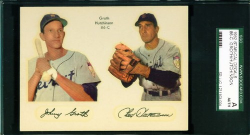 1952 Star-Cal Panel #86-C JOHNNY GROTH & FRED HUTCHINSON Detroit Tigers ...