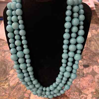 Three strand faux turquoise bead necklace 20 - 23 inches | eBay