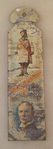 ANTIQUE TIN LITHO LEDGER MARKER SIGN THOS Q SEABROOKE COMIC OPERA ...