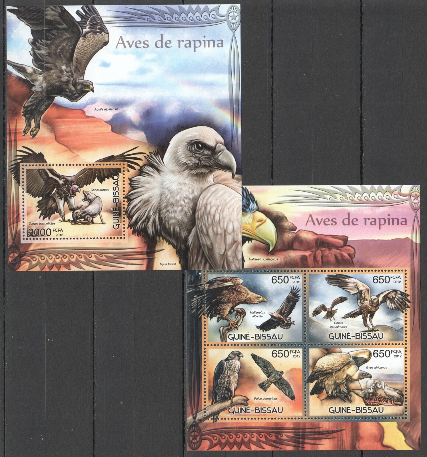 BC448 2012 GUINEA-BISSAU FAUNA BIRDS OF PREY AVES DE RAPINA BL+KB MNH ...