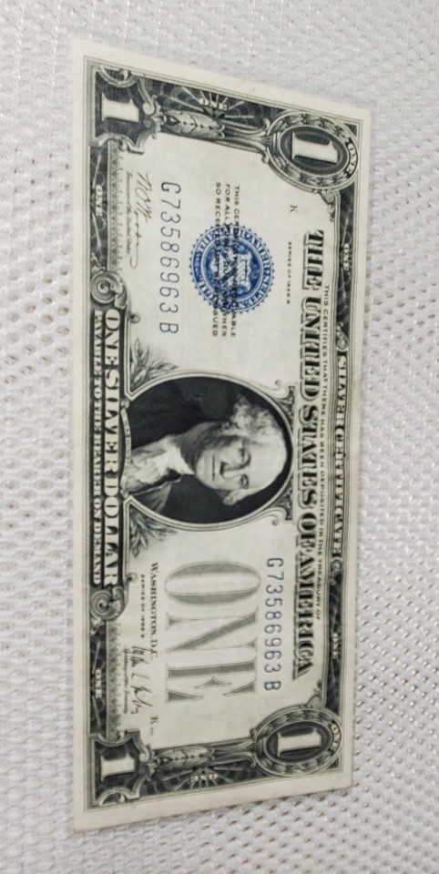1928 B $1 Silver Certificate Funny Back Note, Blue Seal, AU/UNC Nice ...