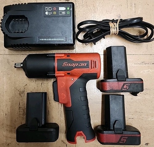 Snap On CT861 14.4v 3/8" MicroLithium Cordless Impact Wrench Kit W/ 3 ...