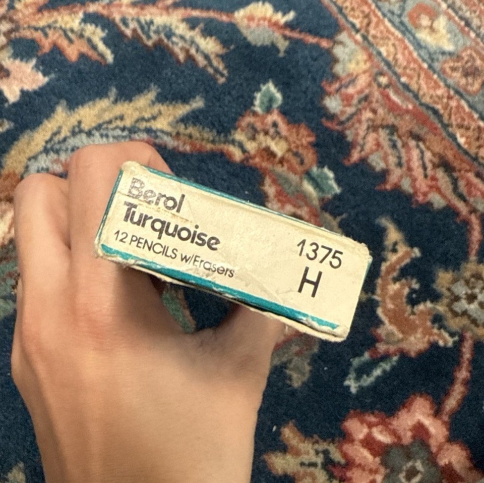VINTAGE Berol Turquoise 1375 H - 12 Drawing Pencils & Eraser USA Unused ...