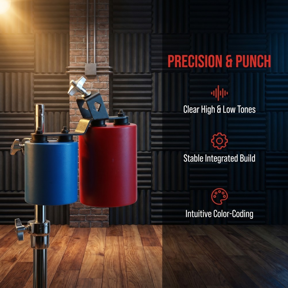 1 Set Durable Double Tone Mounted Cowbell Multi Color for Drum Set and ...
