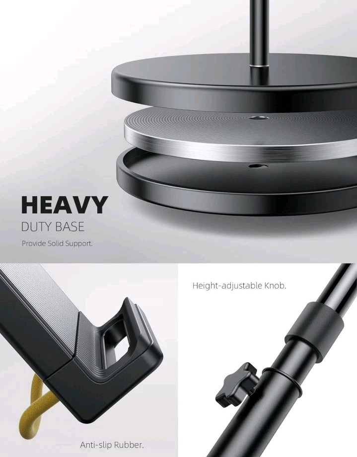 Lamicall FT01 Black Portable Adjustable Heavy Duty Tablet Floor Stand 5 ...