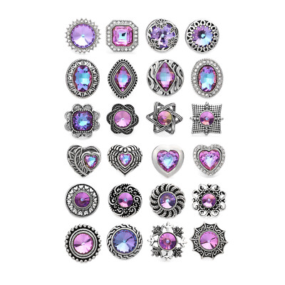 24pcs Mix Purple Style Ginger Charm 18mm Snaps Button Fit Snap Jewelry ...