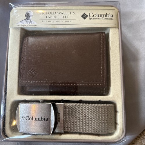 Columbia Wallet Trifold Brown & Fabric Belt Set BRAND NEW | eBay