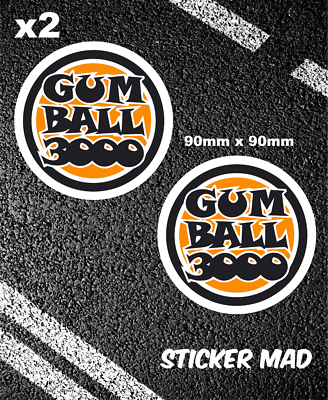 GUMBALL 3000 Stickers 9cm F1 Lemans miglia Monaco Supercars Classic Car ...