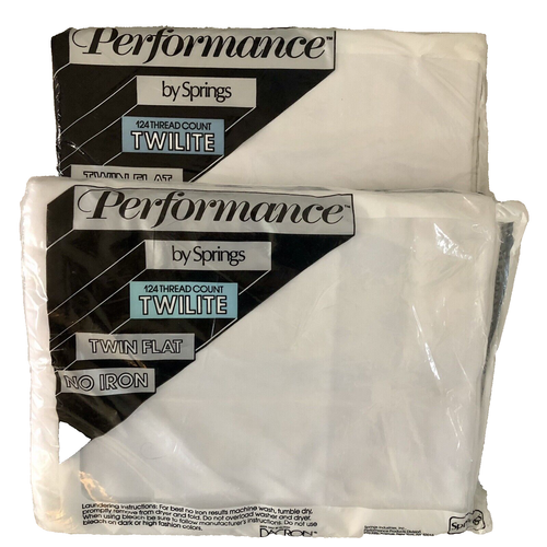 Lot of 2 Vintage Performance by Springs Twin Flat Sheets White No Iron ...