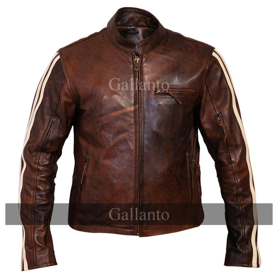 Tivoli Brown Cruiser Leather Jacket Removable Armour - Biker Motorcycle ...