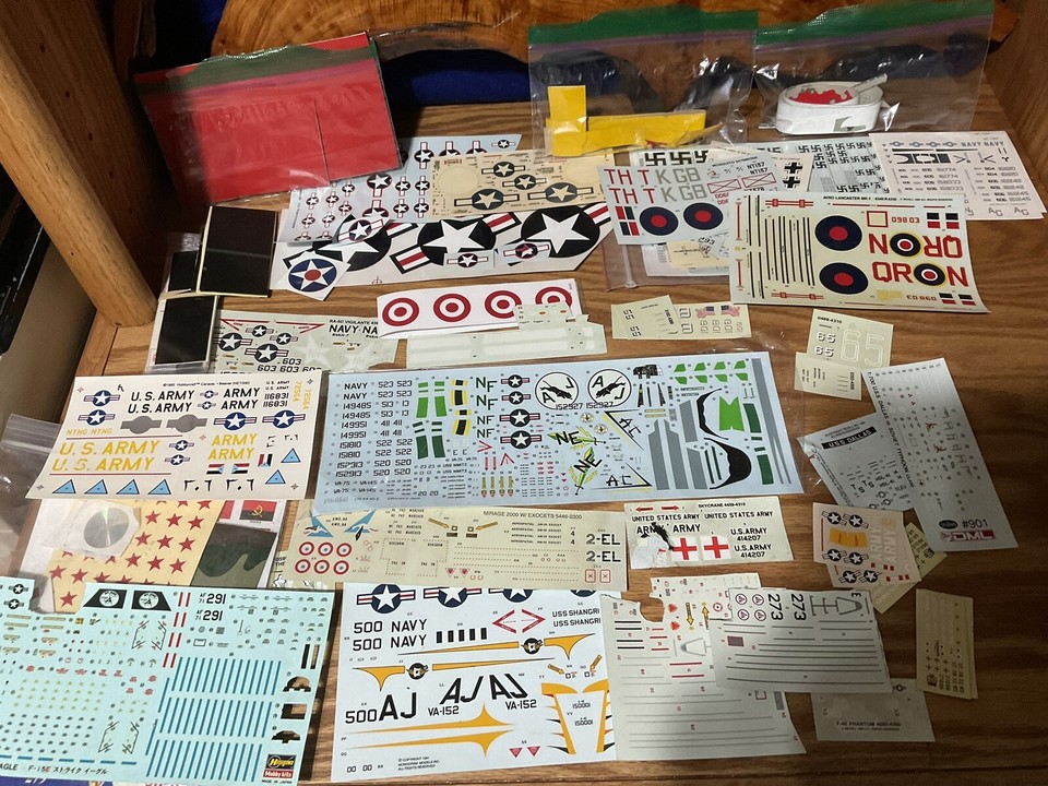 LARGE Lot VINTAGE Model Airplane Decals Military VMI USAF NAVY | eBay