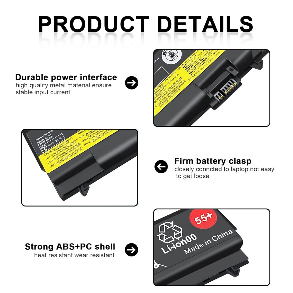 New Replacement Laptop Battery For Lenovo Thinkpad T410 T510 T520 W510 ...