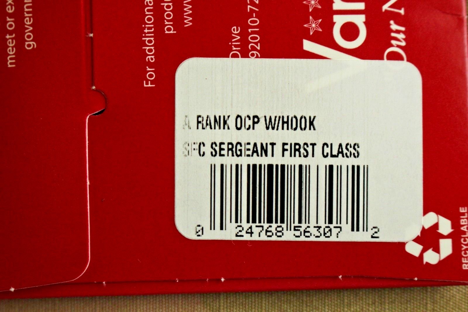 US ARMY GI MULTICAM OCP E-7 SFC HOOK BACK CAMOUFLAGE CAMO UNIFORM RANK ...