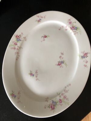 Limoges France Plate dish Serving Platter White Pink Blue Floral Goa ...