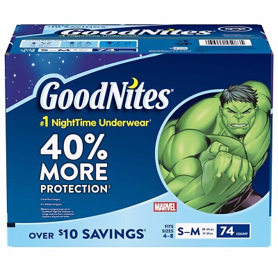 GoodNites Bedtime Underwear For Boys Marvel S/M 74 Count Marvel Diapers ...