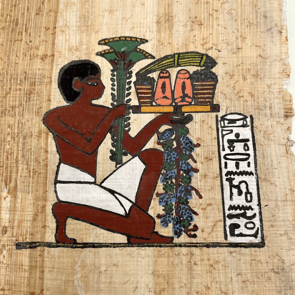 Hand Painted Egyptian Picture On Papyrus Signed Sphinx Papyrus ...