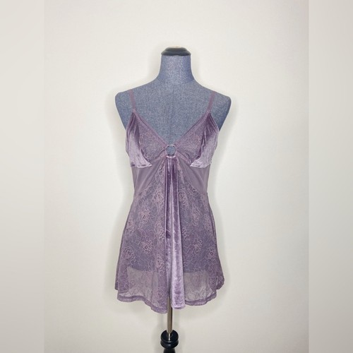 Mentionables Purple Velvet Lace Babydoll With Matching Thong Size XL | eBay