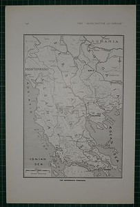 1916 WWI WW1 MAP ~ THE MACEDONIAN FRONTIERS SALONIKA ALBANIA MONTENEGRO ...