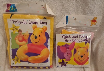 Vintage New Winnie The Pooh Pool Inflatable Arm Bands & Pool Swim Ring ...