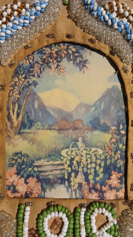 RARE Antique 1918 Native American Beadwork Beaded Whimsy Picture Frame ...